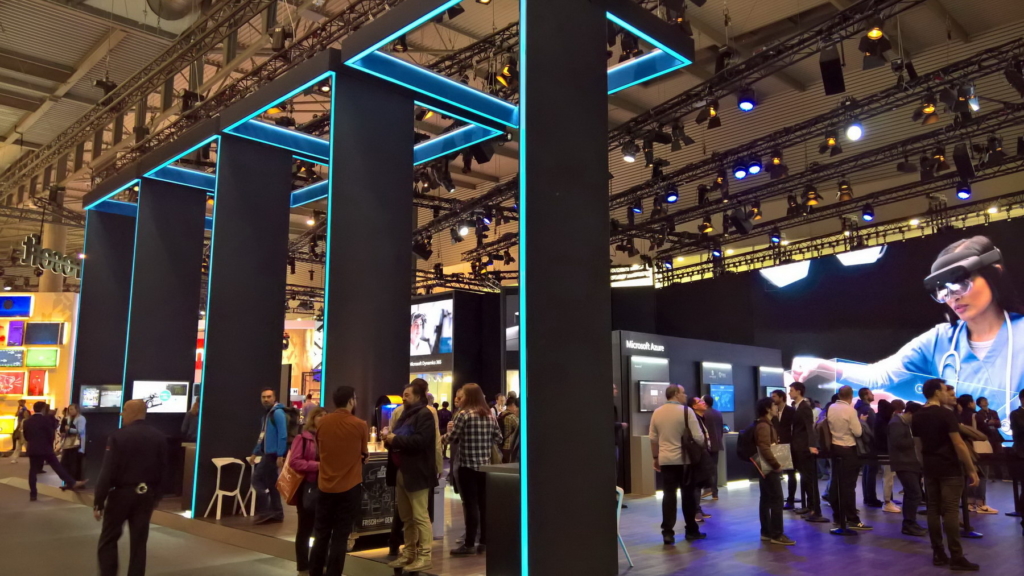Microsoft Exhibition Stand at MWC | High-Tech Custom Stand
